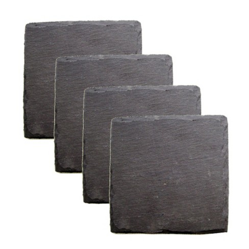 Twine Square Slate Coasters, Modern Square Coasters, Slate With Velvet ...
