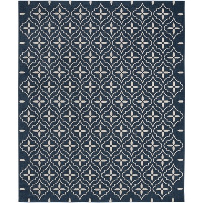 Nourison Essentials Moroccan Modern Indoor Outdoor Rug Navy Ivory 8' X ...