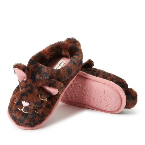 Dearfoams Kid's Peyton Animal Slip On Clog Slippers - Leopard Size 13-1 ...