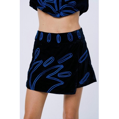 Women's Rena Embroidered Velvet Skort - Ciebon L : Target