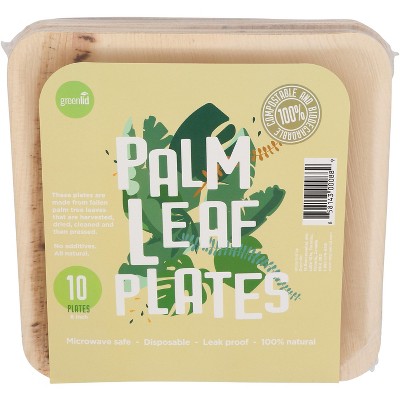 Greenlid Plates Palm Leaf Square 8 In - 10 Pk : Target