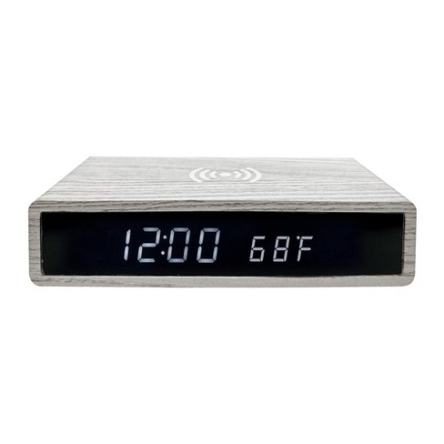 Ztech Wireless Charger Clock With Led Clock, Grey : Target