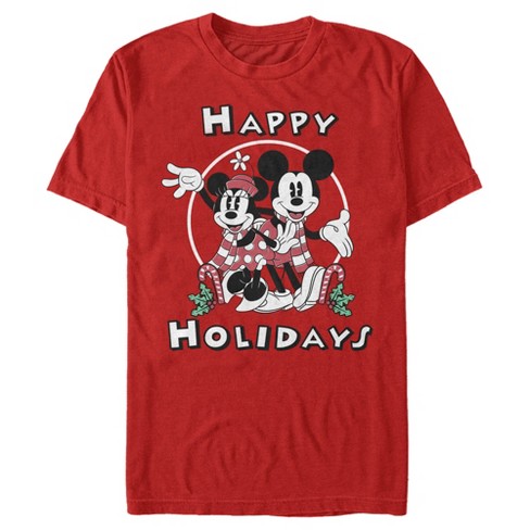 Men's Mickey & Friends Mickey & Minnie Holiday T-shirt : Target
