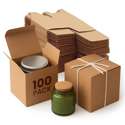 Blue Panda Juvale 100 Pack Brown Kraft Gift Boxes with Lids 4x4x4 Inch ...