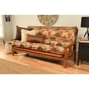 Monterey Queen Futon Frame with Barbados Finish and Suede Gray Mattress ...