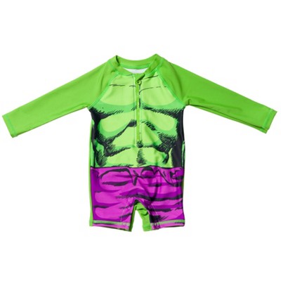 Marvel Avengers Hulk Toddler Boys One Piece Bathing Suit Green 3t : Target
