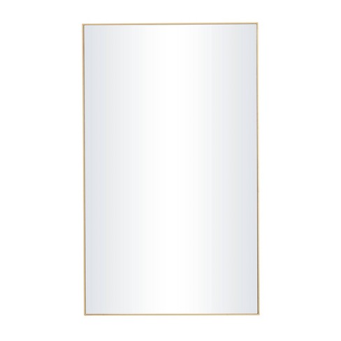 Wood Rectangle Shaped Wall Mirror With Thin Minimalistic Frame Gold ...