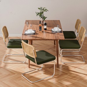 KERDOM Set of 4 Mid-Century Rattan Dining Chairs, Metal Cantilever ...