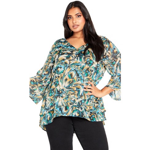 Ave Studio Women's Plus Size Rosie Layer Print Top : Target
