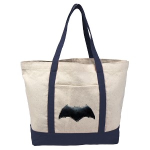Justice League Movie Batman Logo Canvas Tote Bag With External Pocket ...