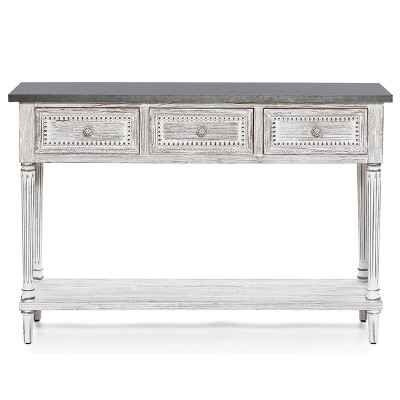 Luxenhome Distressed White Wood And Metal 3-drawer 1-shelf Console And ...