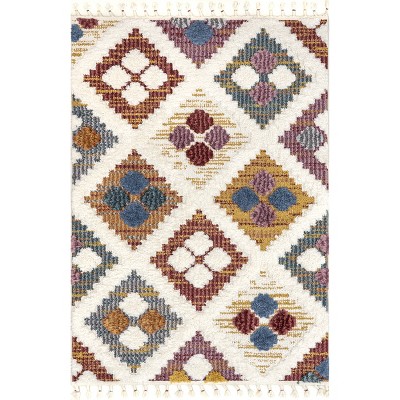 Nuloom Akia Lattice High/low Tassel Aea Rug 5x7, Beige : Target