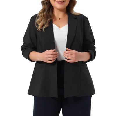 Women's Plus Size Lapel Collar Single Button Long Sleeve Business ...