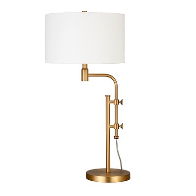 Hudson And Canal 28" Tall Table Lamp With Fabric Shade Brass/white ...