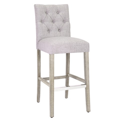 Westintrends 29" Upholstered Linen Fabric Tufted Bar Stool Chair, Light ...