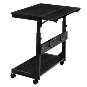 JIONJOY 2-Tier Rolling End Table with Wheels, Height Adjustable Side ...