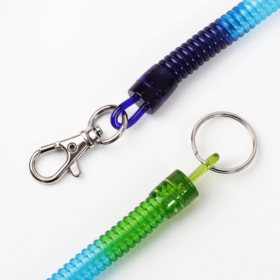 Unique Bargains Metal Ring Spring Stretchy Coil Keychain Keyring Strap ...