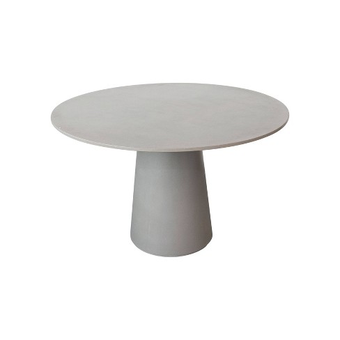 Storied Home Cement Round Table Gray: Industrial Modern, Patio-friendly ...