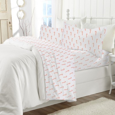 100% Cotton Holiday Flannel Sheet Set - Great Bay Home (queen, Candy ...