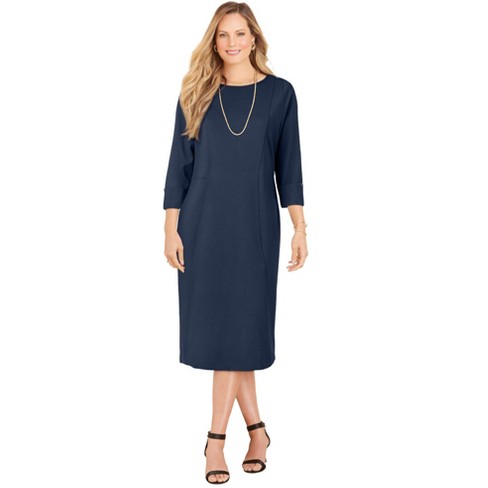Catherines Women's Plus Size Liz&me Ponte Knit Dress - 3x, Navy : Target