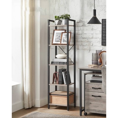 60.6" 5 Tier Bookcase With Storage Shelves Beige - Vasagle: Tall, Steel ...