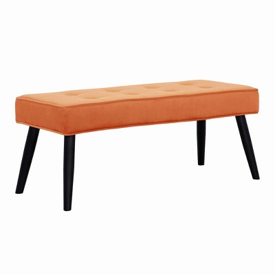 Kaia 47" Terra Cotta Velvet Waterfall Upholstered Bench-maison Boucle ...