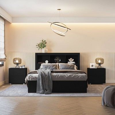 Polifurniture 4 Pc Queen Madison Bedroom Set Black: Engineered Wood ...