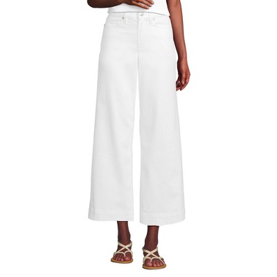 Lands' End Women's Denim High Rise Wide Leg Crop Jeans - 4 - White : Target