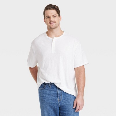 Men's Big & Tall Short Sleeve Henley Shirt - Goodfellow & Co™ White ...