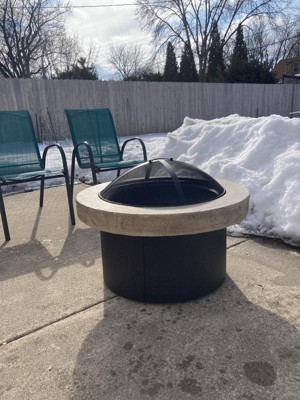 32" Stack Stone Wood Burning Outdoor Fireplace With Spark Screen ...