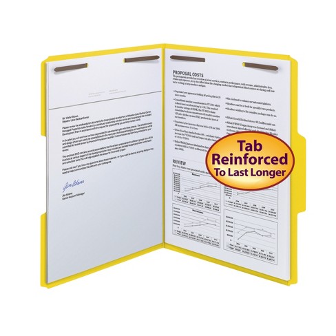 Smead Fastener File Folder, 2 Fasteners, Reinforced 1/3-cut Tab, Letter ...