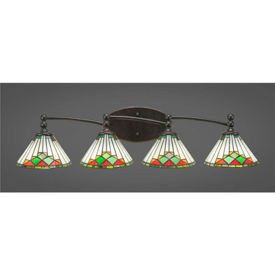 Toltec Lighting Capri 4 - Light Vanity In Dark Granite With 7" Green ...