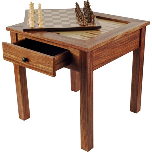 Toy Time 3-in-1 Wooden Chess And Backgammon End Table With Storage ...