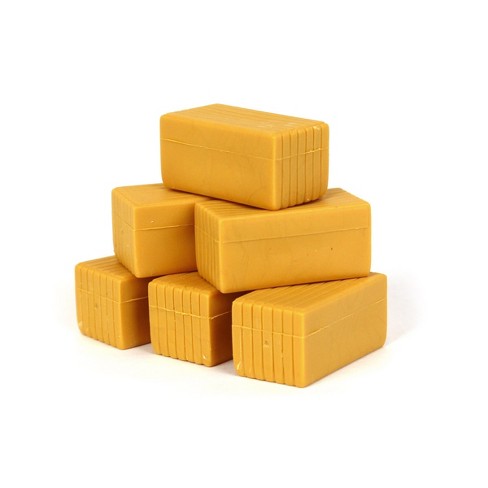 Standi Toys 1/64 6 Pack Yellow Plastic Big Square Straw Bales St341 ...