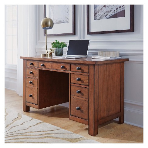 Tahoe Executive Pedestal Desk - Aged Maple - Home Styles: Hardwood, Mid ...