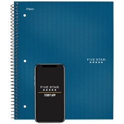 Five Star 5 Subject College Ruled Advance Spiral Notebook With Pocket ...