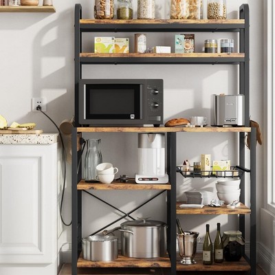 Costway Kitchen Bakers Rack 60'' Microwave Stand With Power Outlet Open ...