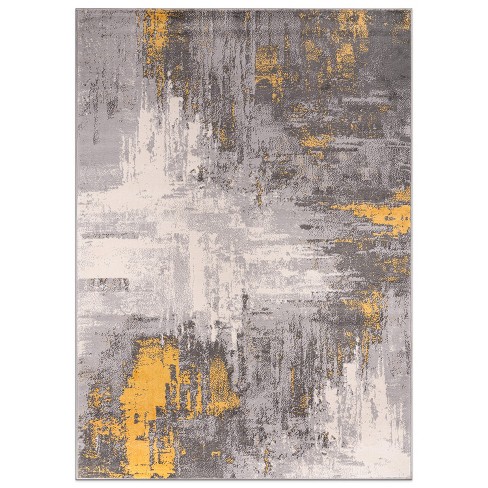 World Rug Gallery Bari Contemporary Abstract Art Area Rug - Yellow 5'x7 ...