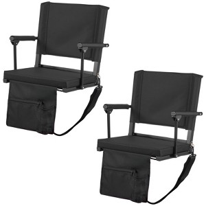 2-Pack Portable Stadium Seats with Armrests, Back Support, Cup Holders ...