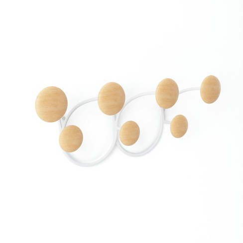 Umbra Dotsy 7 Hooks White: Wall Mounted Decorative Hook Rack, Wood ...