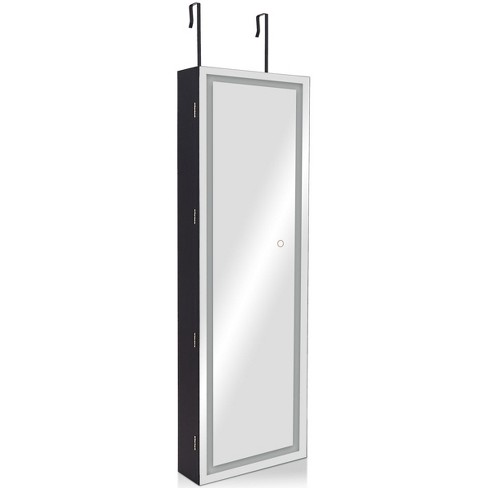 Tangkula Lockable Led Mirrored Jewelry Cabinet Touch Sensor Lighting ...