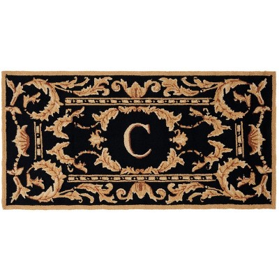 Monogram Mon219 Letter C Hand Hooked Outdoor Door Mat - Black - 3'x6 ...