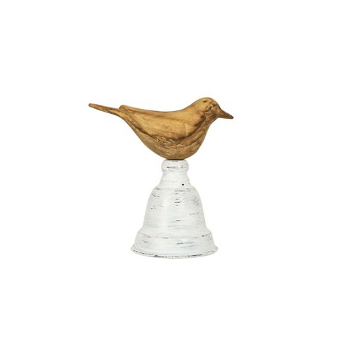 Carved Bird On Perch Decorative Accent Natural Wood & Metal By Foreside ...