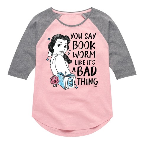 Girls' Disney Bookworm Isn't A Bad Thing - Light Pink/ath Hea - Medium ...
