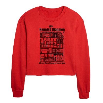 Disney Haunted Mansion Parks Attraction Cropped Long Sleeve Crew Neck ...