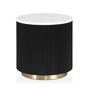 Furniture of America Keith Modern Round Marble Top End Table with ...