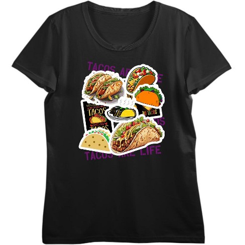 "tacos Are Life" Taco Stickers Women's Crew Neck Short Sleeve Top : Target