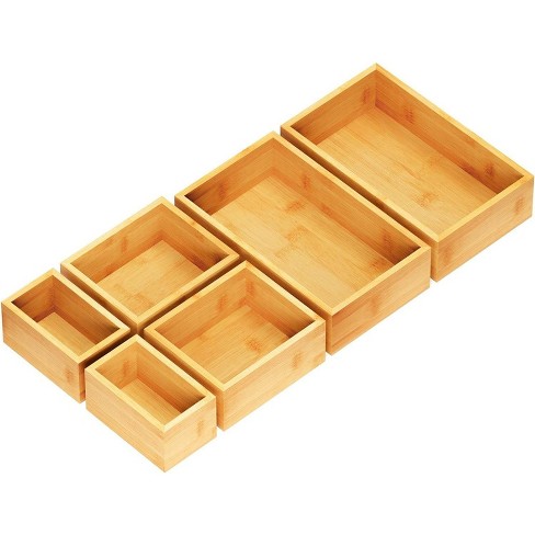 Spaceaid 6 Pcs Bamboo Drawer Organizer Storage Box Set(6 Boxes) : Target