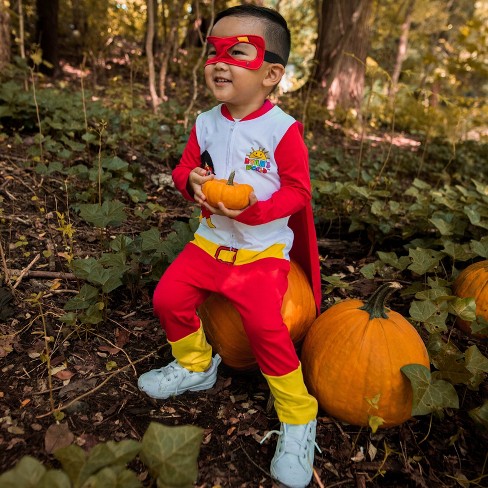 Ryan's World Red Titan Zip Up Costume Coverall Cape And Mask 3 Piece ...