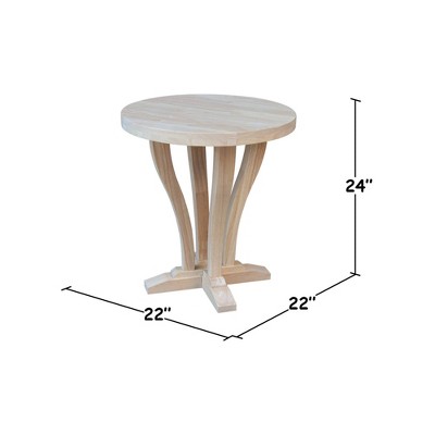 Lacasa Solid Wood Round End Table Unfinished - International Concepts : Target